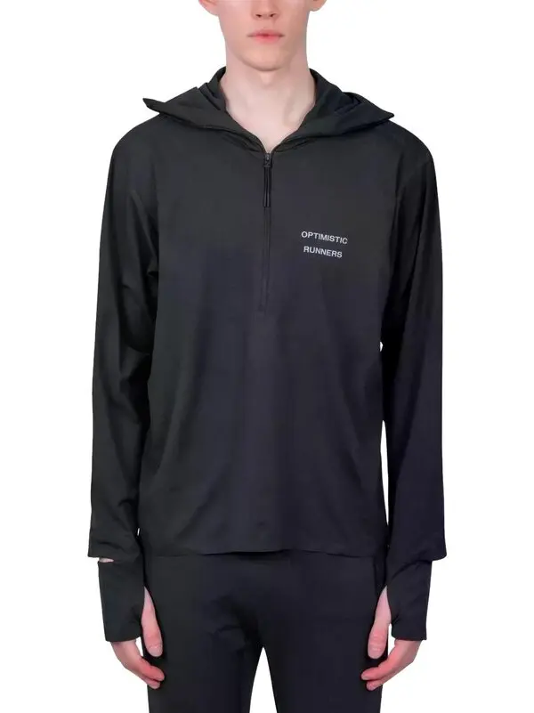 OPTIMISTIC RUNNERS Hooded Long Sleeve Top - Black
