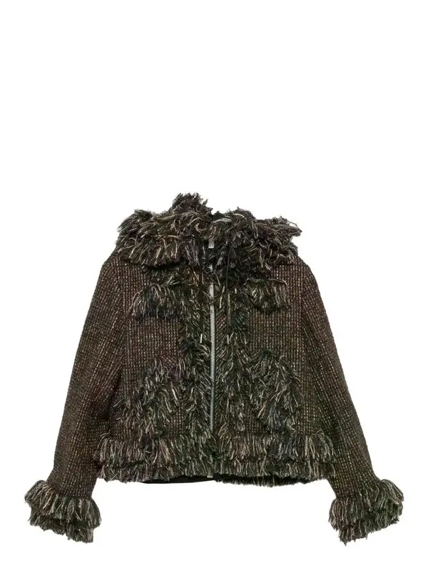 Sacai Fringe-trimmed Hooded Jacket - Brown