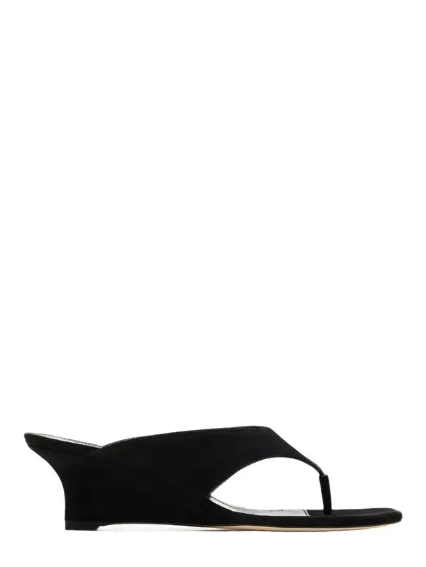 STUART WEITZMAN Suede Wedge Flip-flop Sandals - Black