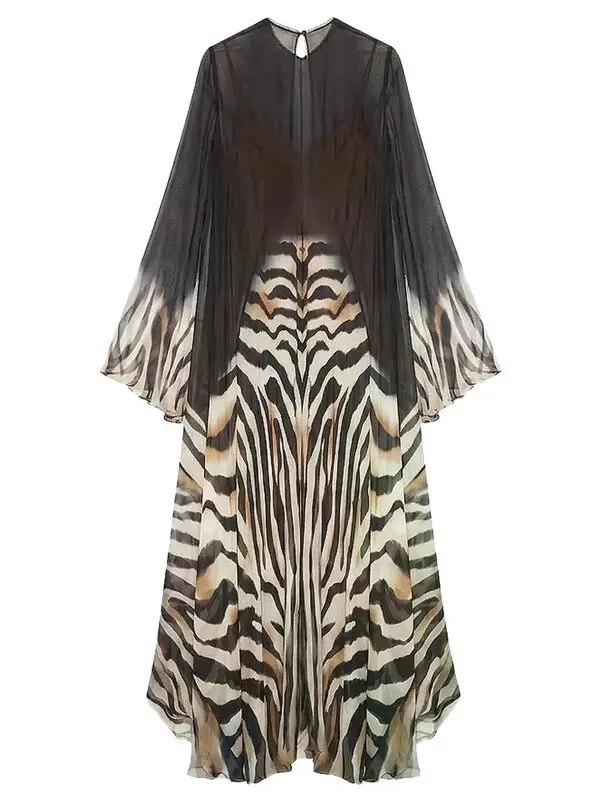 MES DEMOISELLES Zebra-print Sequin-embellished Maxi Dress - Black