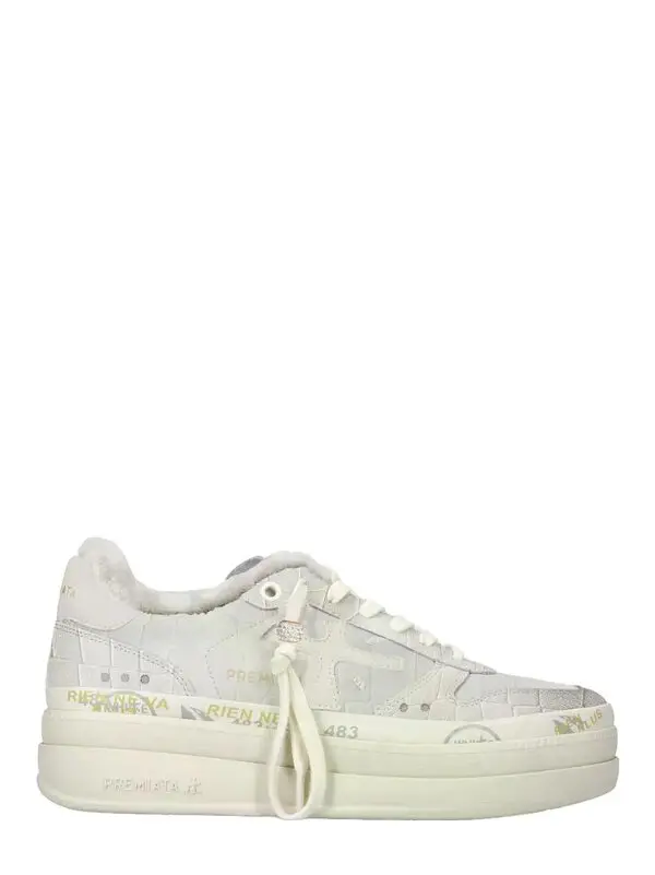 Premiata Micol Croc-effect Platform Sneakers - Neutrals