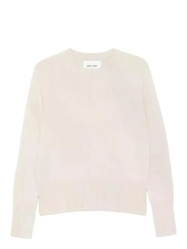 Soft Goat Ribbed-trim Crew-neck Sweater - Neutrals