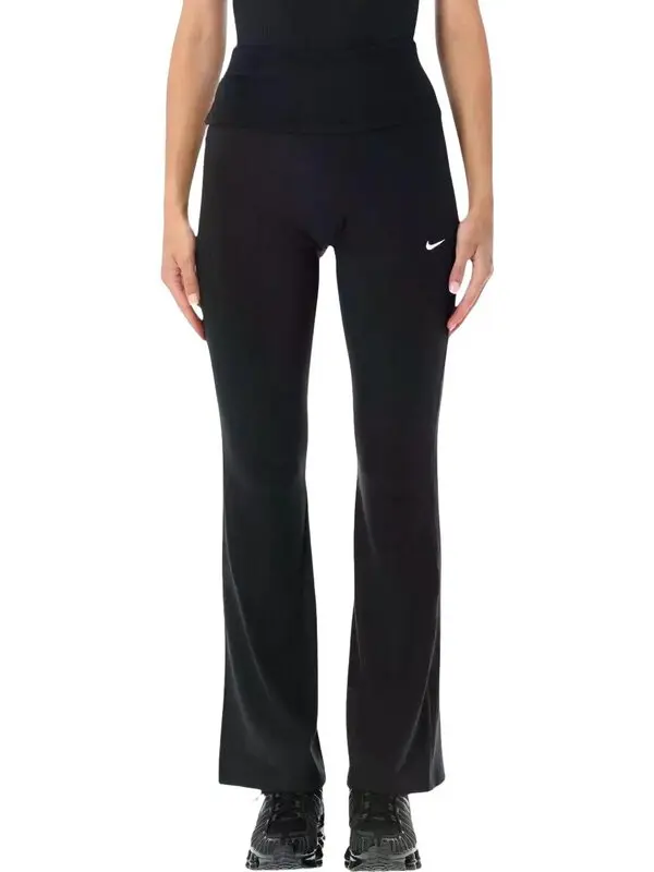 Nike Ribbed Logo-print Flared Trousers - Black