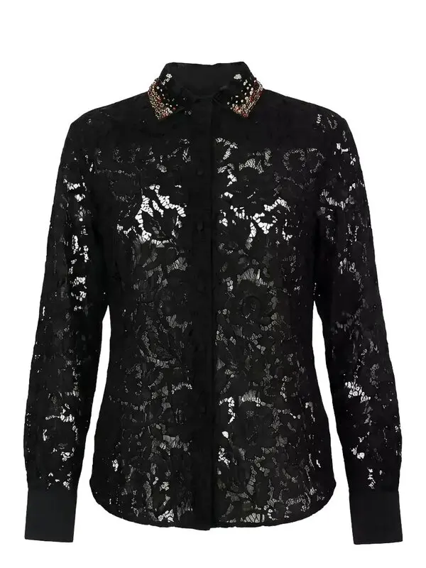 Valentino Garavani Sequin-embellished Lace Shirt - Black