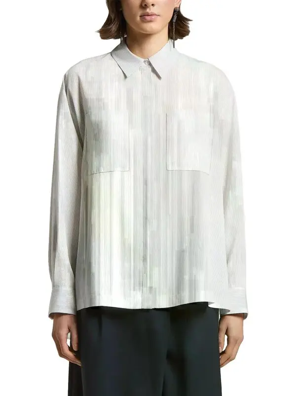 Peserico Striped Shirt With Chest Pockets - White