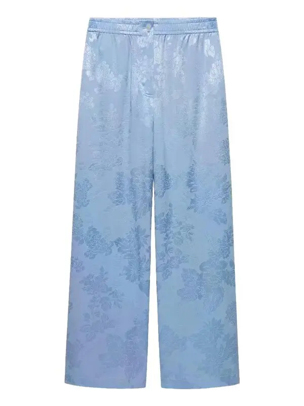 Shanghai Tang Floral Jacquard Flared Trousers - Blue
