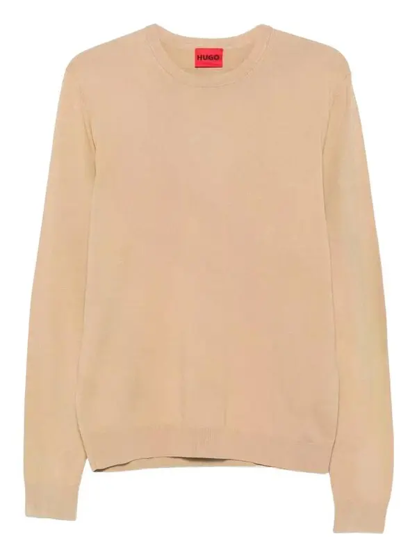 Hugo Crew Neck Long Sleeve Fine Knit Sweater - Neutrals