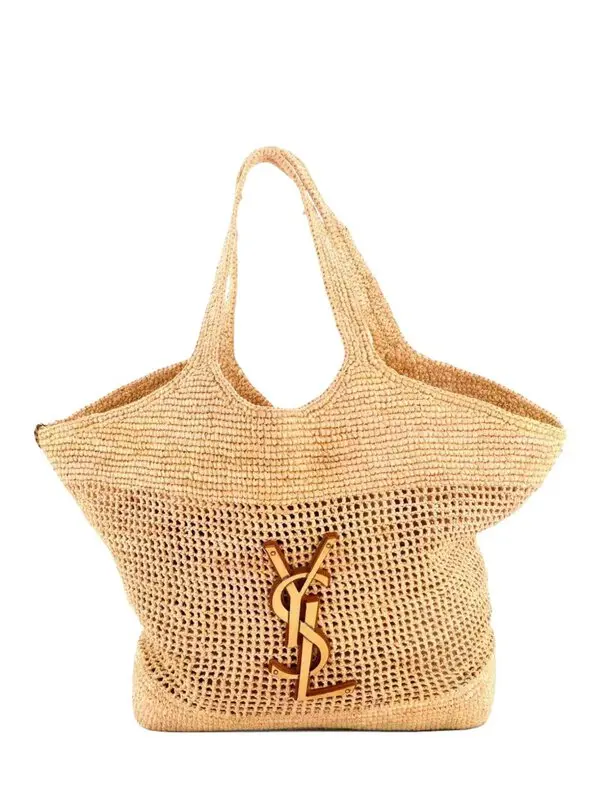 Saint Laurent Icare Shopping Raffia Maxi Tote Bag - Neutrals