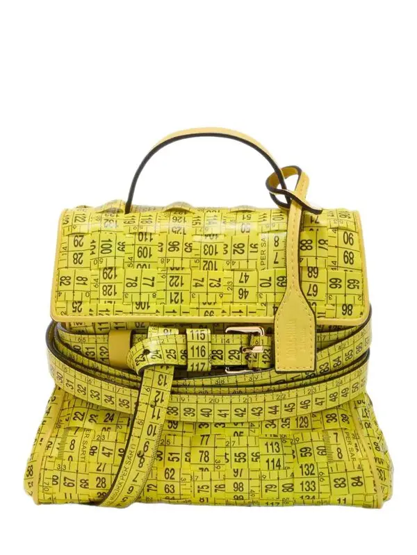 Moschino Tape Measure Print Buckled Tote Bag - Yellow