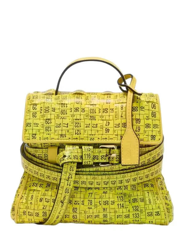 Moschino Tape Measure Print Buckled Tote Bag - Yellow