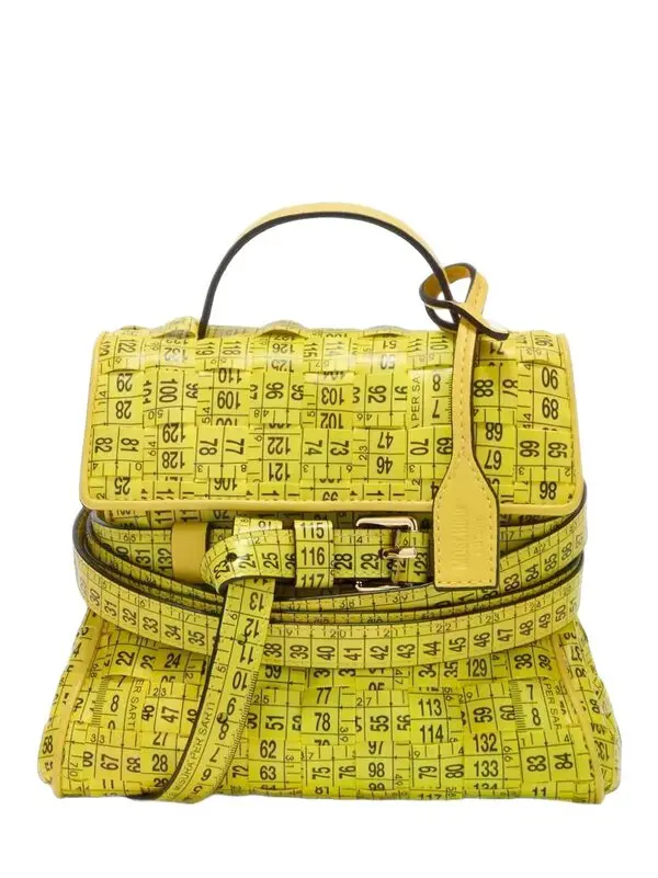 Moschino Tape Measure Print Buckled Tote Bag - Yellow