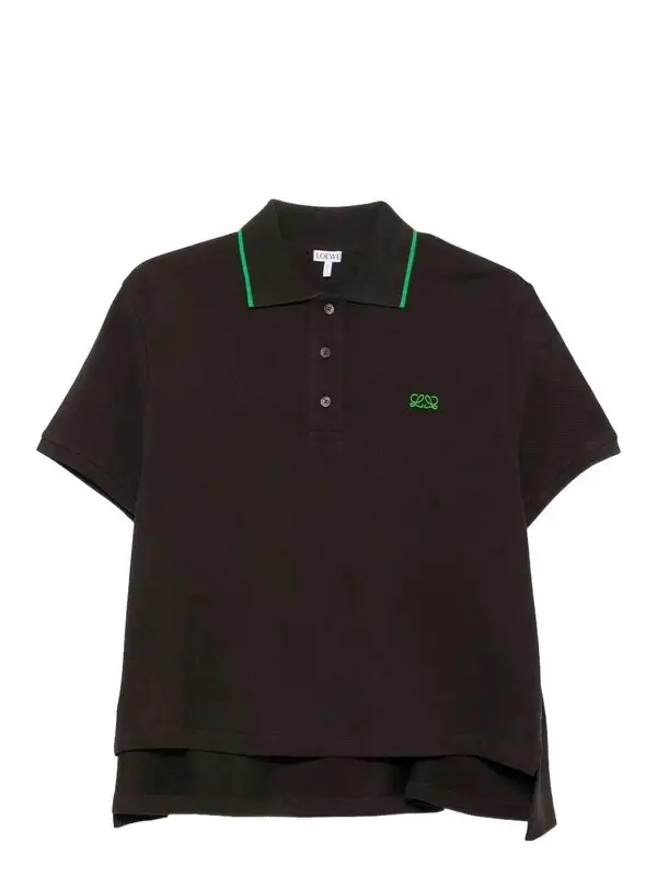 Loewe Logo Embroidered Tipped Polo Shirt - Black