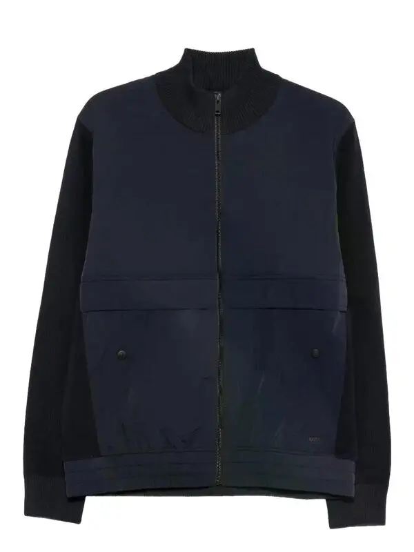 BOSS Knitted-panel Zip-up Jacket - Blue
