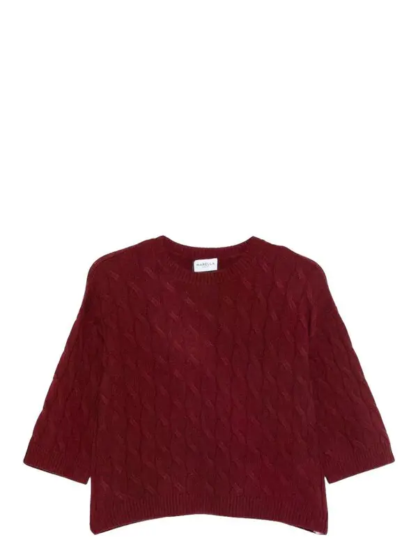 Marella Crew Neck Cable-knit Sweater - Red