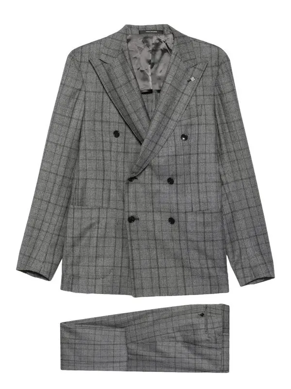 Tagliatore Check-pattern Double-breasted Suit - Grey