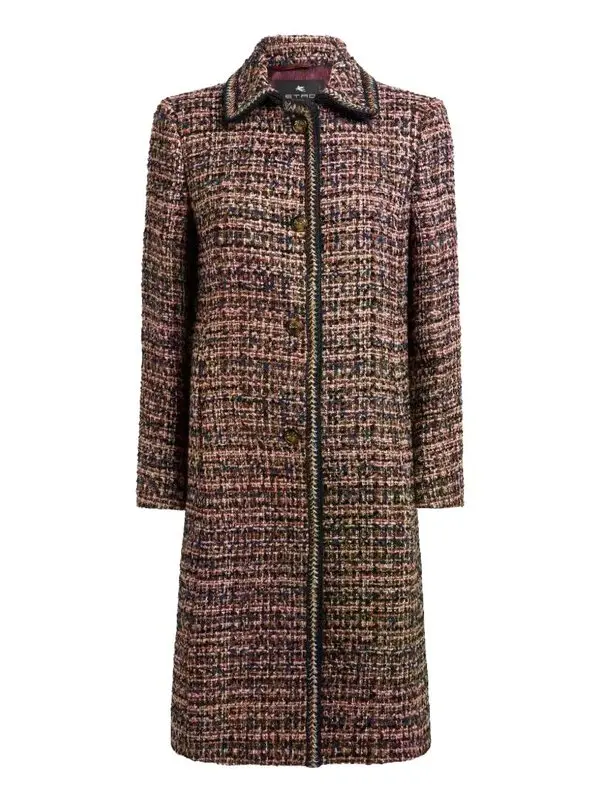 Etro Multicoloured Tweed Coat - Pink