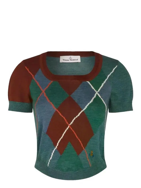 VIVIENNE WESTWOOD Argyle Knitted T-shirt - Green