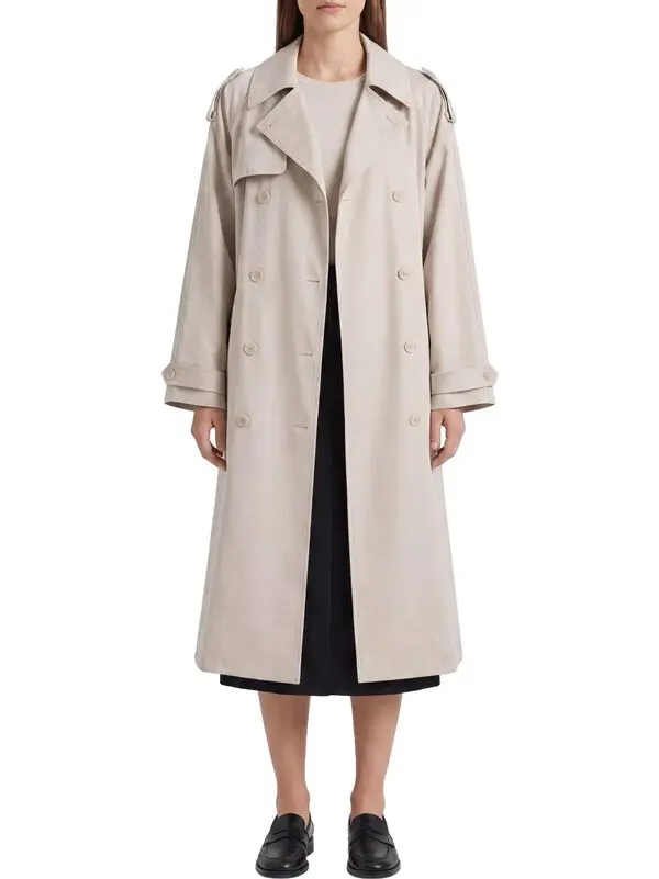 THE FRANKIE SHOP Double Breasted Belted Trench Coat - Nude