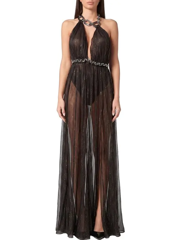 Philipp Plein Halterneck Maxi Dress - Black