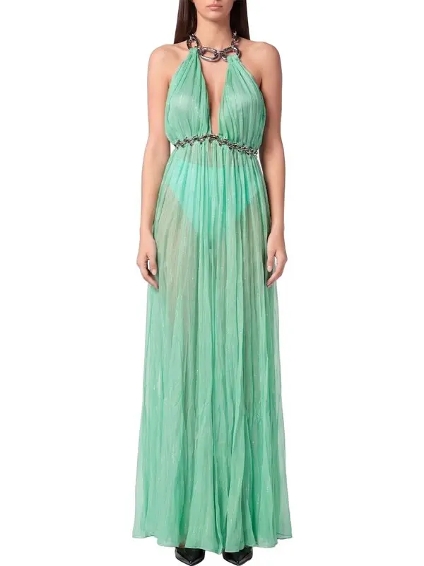 Philipp Plein Halterneck Maxi Dress - Turquoise