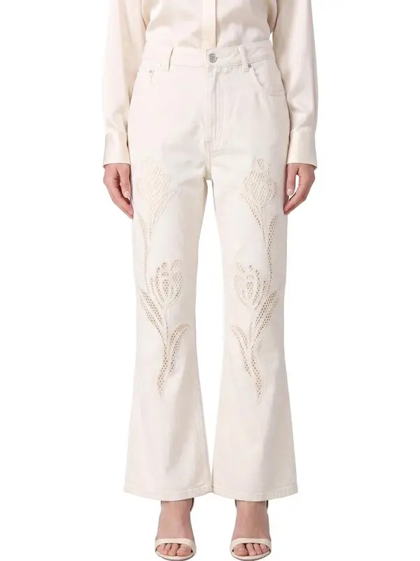 Marni Embroidered Flare Jeans - Natural
