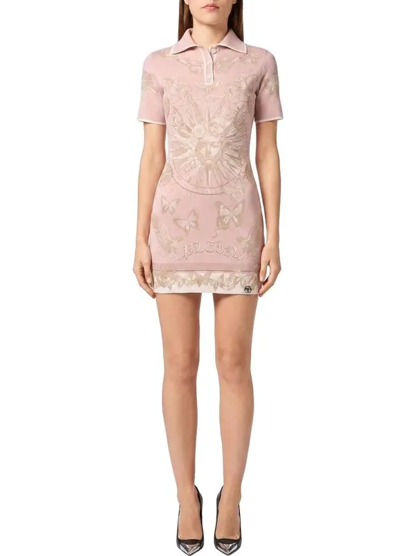Philipp Plein Printed Knit Dress - Fuchsia