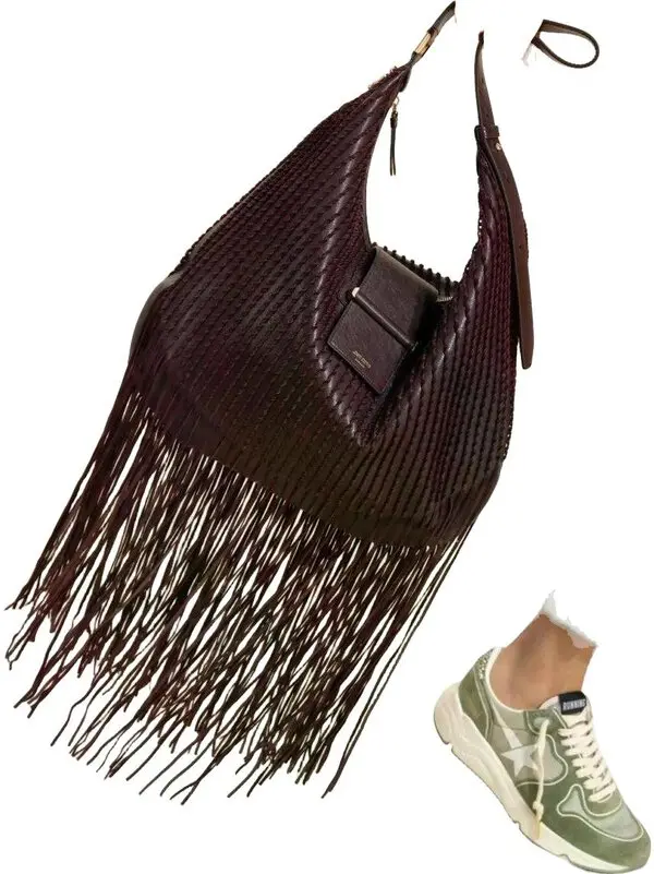 JIMMY CHOO Medium Fringe-trimmed Shoulder Bag - Red