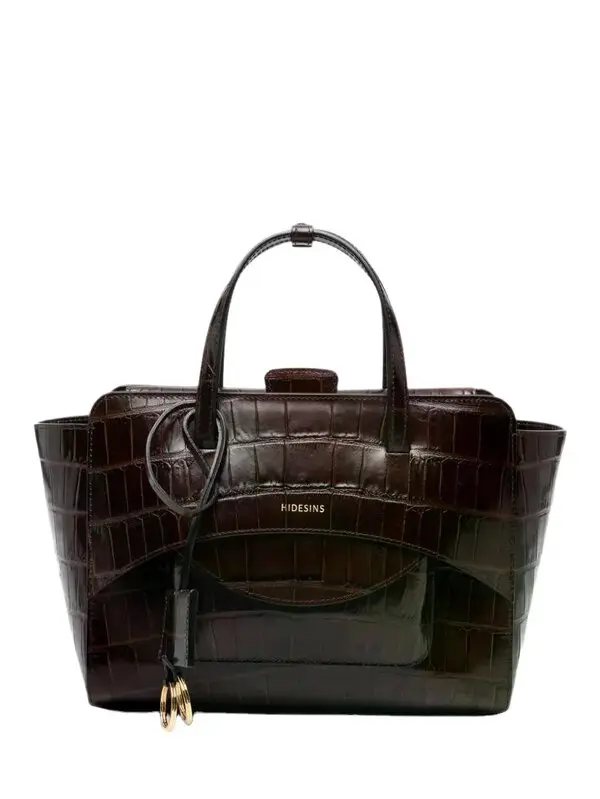 HIDESINS Flap M Croc-effect Leather Tote Bag - Brown