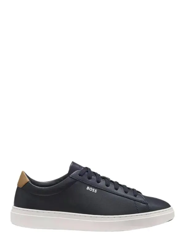BOSS Kieran Leather Cupsole Trainers With Signature-stripe Stitching - Blue
