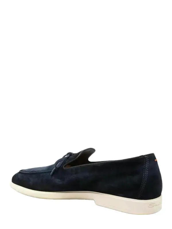 Santoni Suede Boat Shoes With Bow Detailing - Blue