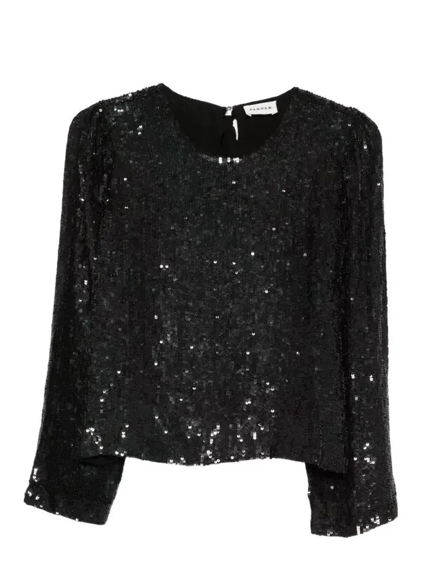 P.a.r.o.s.h Sequin-embellished Bow Detail Blouse - Black