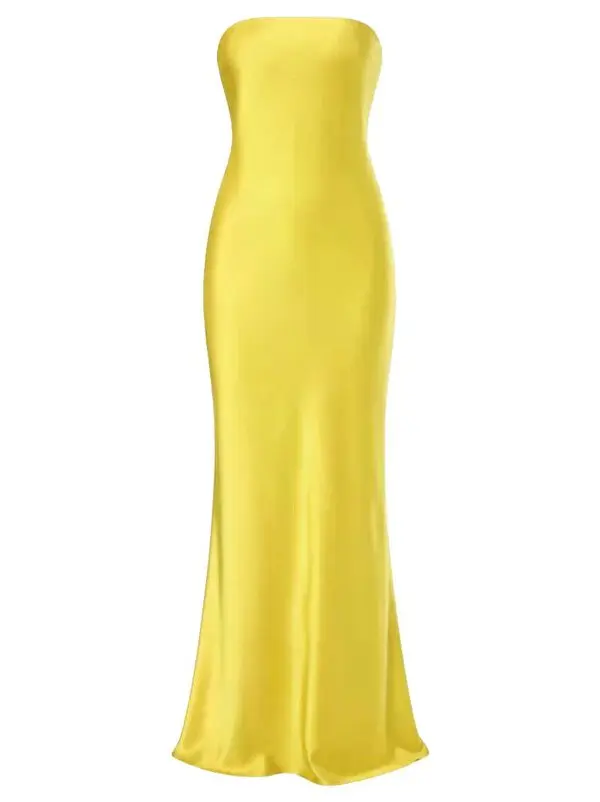 Norma Kamali Strapless Sweetheart Neck Gown - Yellow