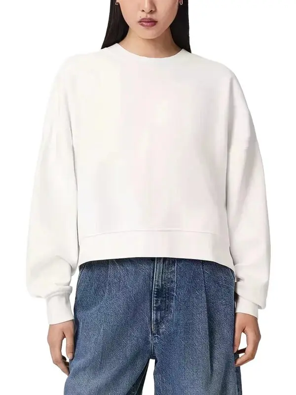 ALLSAINTS Esme Lila Oversized Sweatshirt With Crochet Heart Detail - White