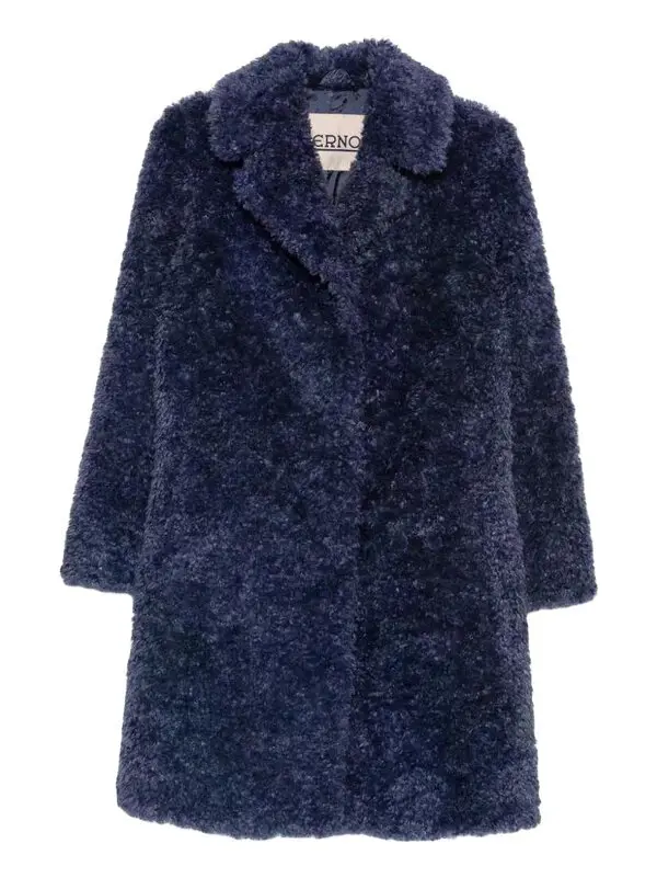 Herno Textured Finish Notched Lapel Coat - Blue
