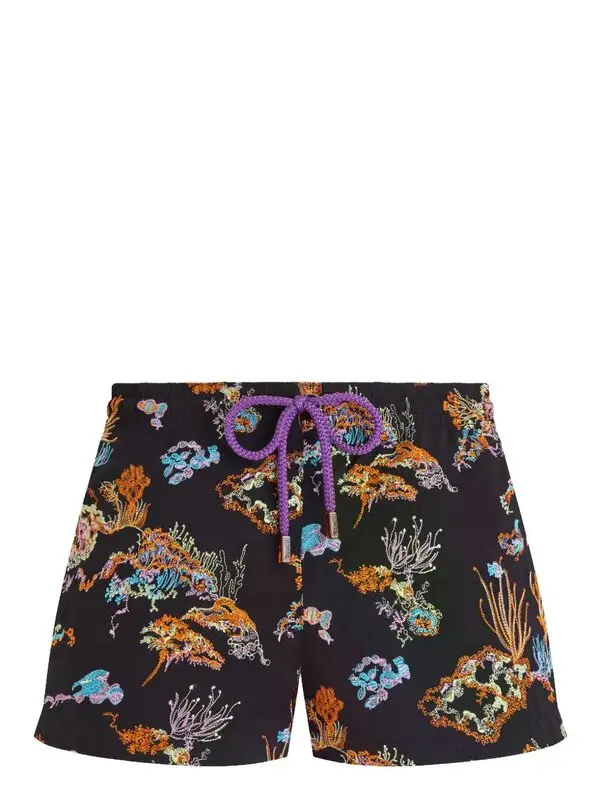 Vilebrequin Fiona Embroidered Swim Shorts - Black