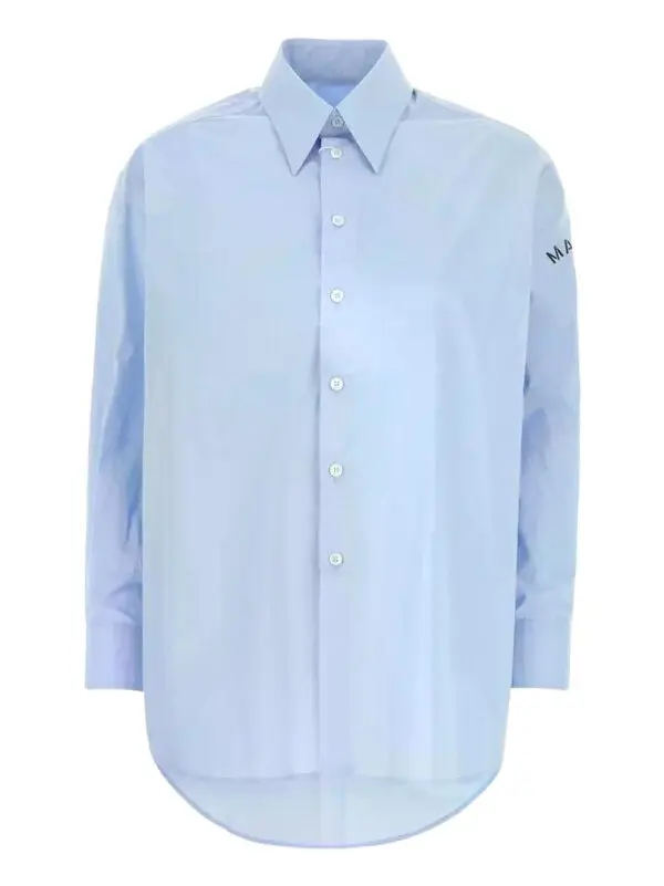 MAISON MARGIELA Cotton Poplin Shirt With Sleeve Logo - Blue