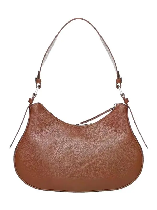 COCCINELLE Grained Leather Shoulder Bag With Pocket Details - Brown