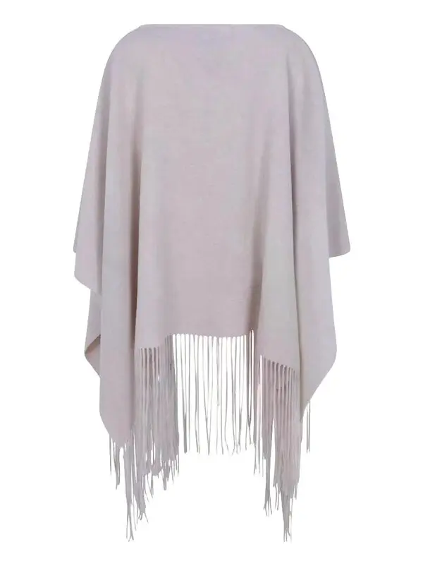 Liviana Conti Poncho Cape With Fringe Trim - Neutrals