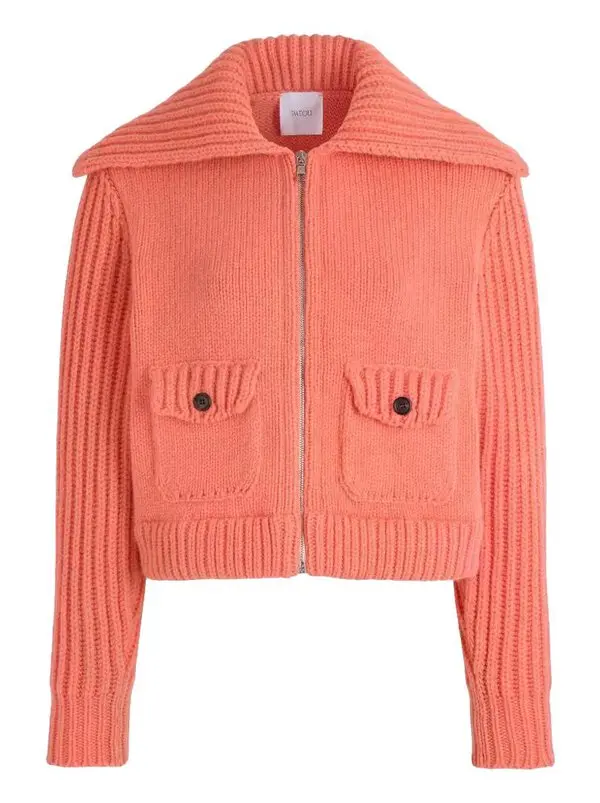 PATOU Ribbed-knit Zipped Sweater - Orange
