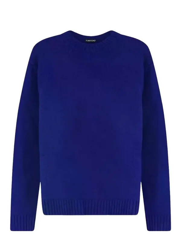 TOM FORD Ribbed Trim Crew Neck Sweater - Blue