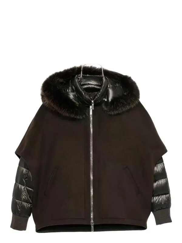 MOORER Pegaso Fur-trim Cape Jacket - Brown