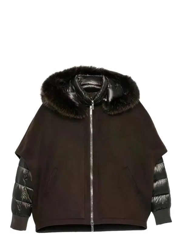MOORER Pegaso Fur-trim Cape Jacket - Brown