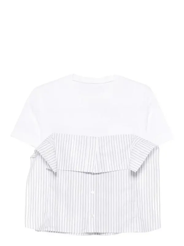 Sacai Striped Ruffled Detail T-shirt - White