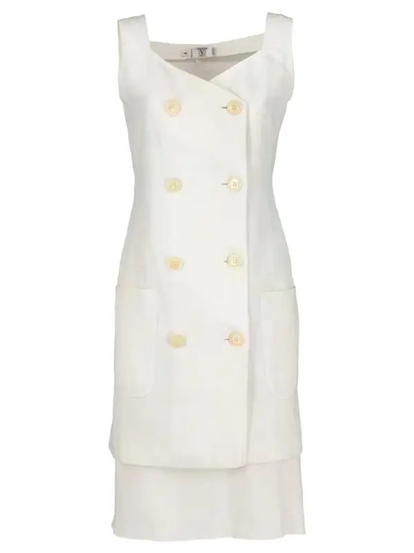 Valentino Garavani Miss V Sleeveless Double-breasted Dress - White