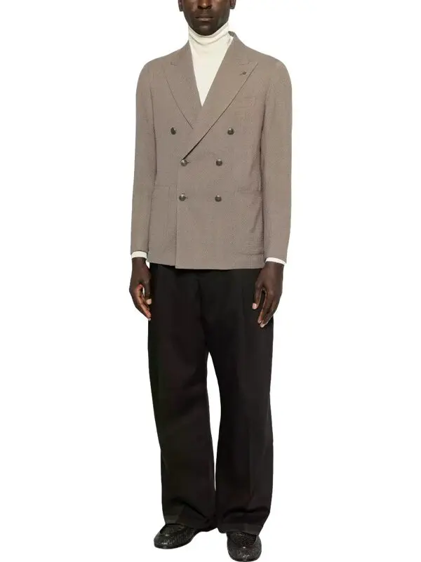Tagliatore Double-breasted Peak-lapels Blazer - Grey
