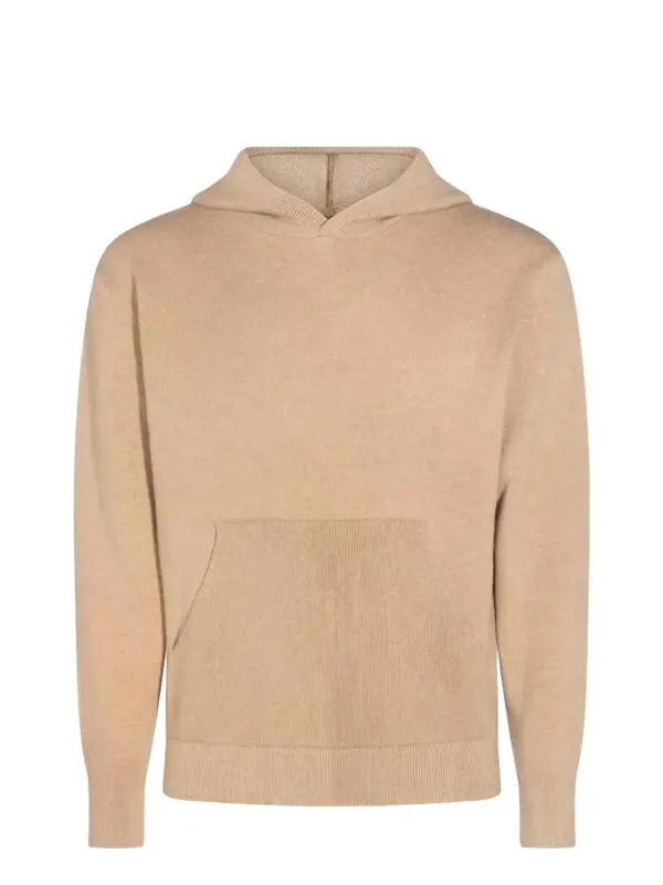 Canali Knitted Hoodie With Pouch Pocket - Neutrals