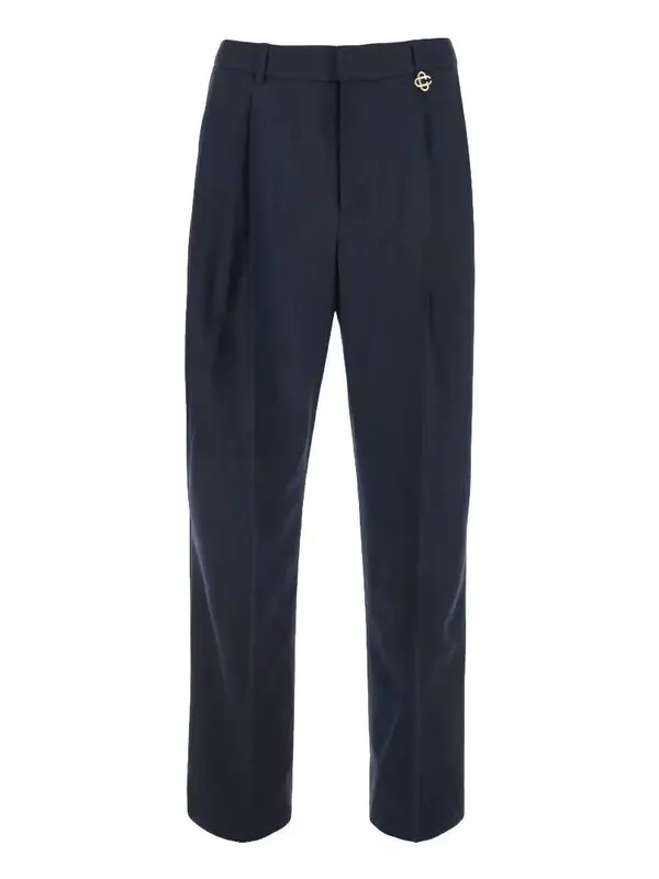 Casablanca Logo Plaque Pleated Trousers - Blue