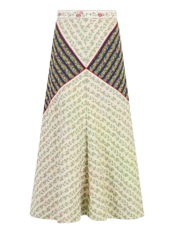 Rosie Assoulin Panelled Floral Print Midi Skirt - Neutrals