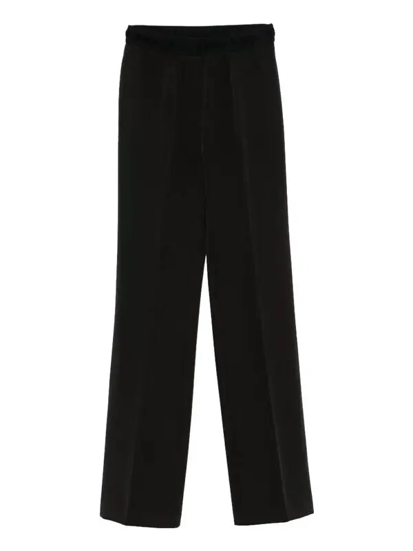 ERMANNO FIRENZE Logo Waistband Straight-leg Trousers - Black