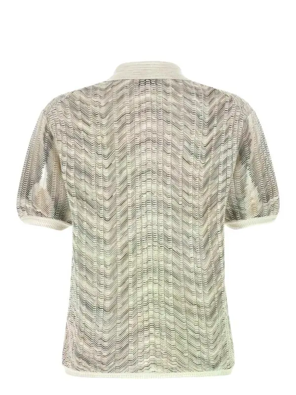 Missoni Zigzag-knit Short-sleeved Polo Shirt - Neutrals